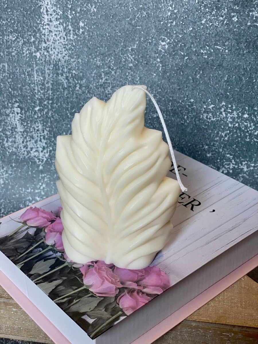 Minimalist Feather Candle - Handcrafted Soy Wax Sculpture for Elegance ...